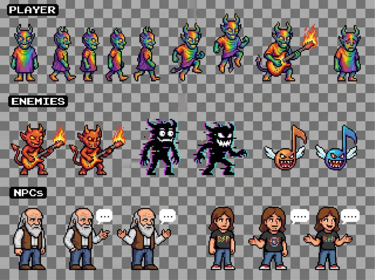 Sprite sheet for 2D NES platformer 免费生成器 - Nano-banana-pro AI绘画提示词 ...